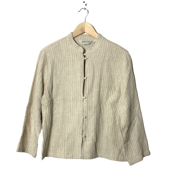 Orvis | Jackets & Coats | Orvis Jacket Mandarin Collar Button Pleated ...